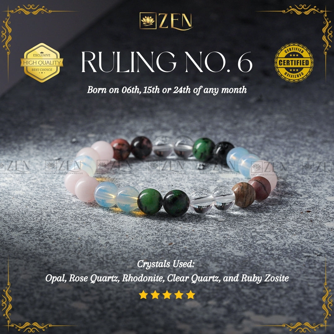 Ruling Number 6 Bracelet | The Zen Crystals